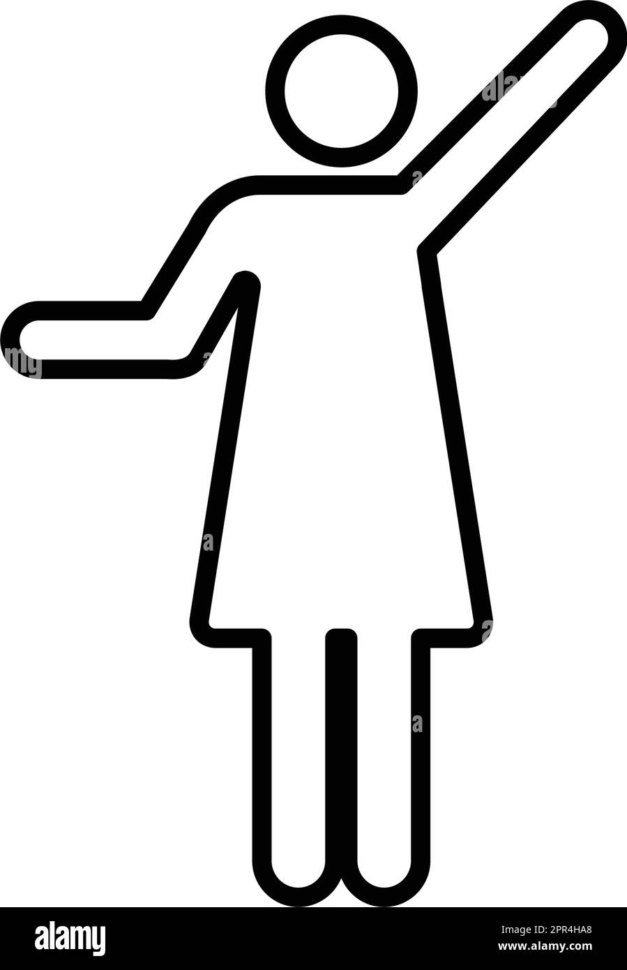 Woman raised arms icon vector female person with open hands symbol in a ...