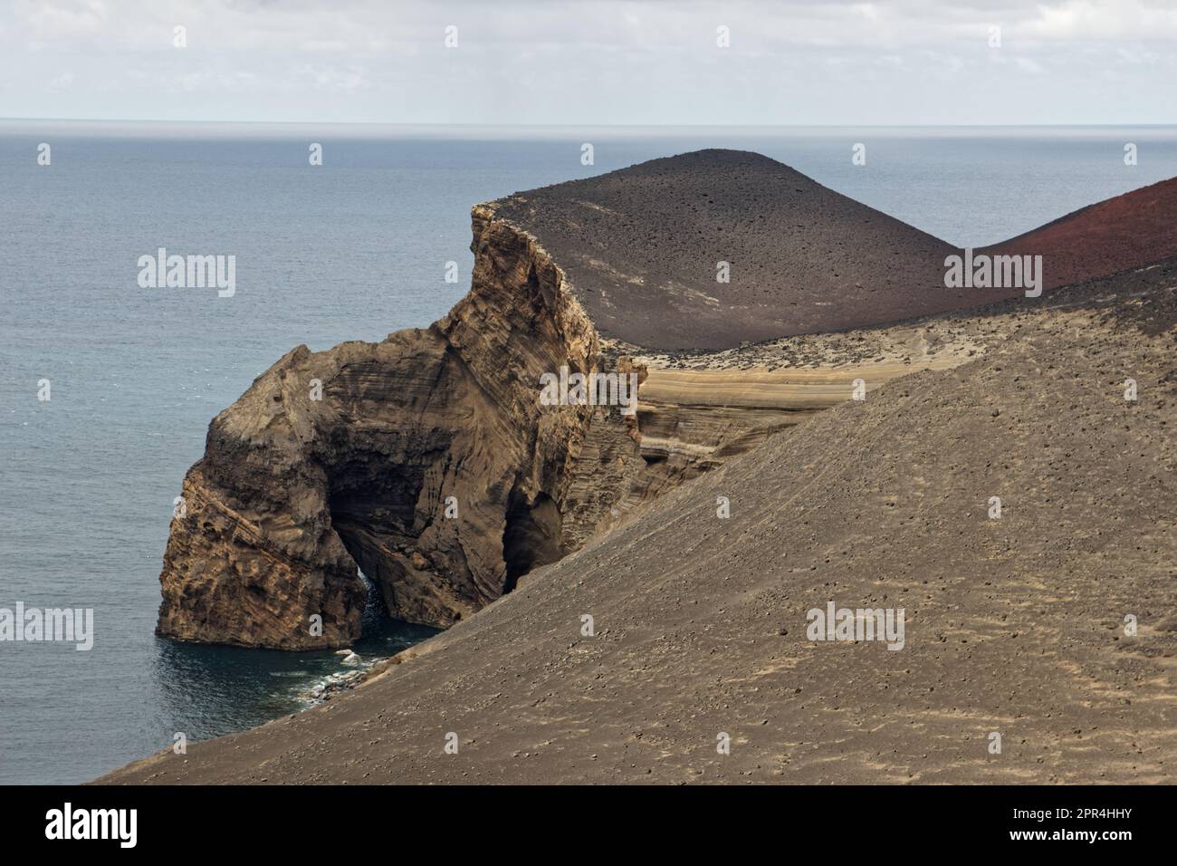 The barren landscape of Capelinhos, the westernmost part of Faial ...