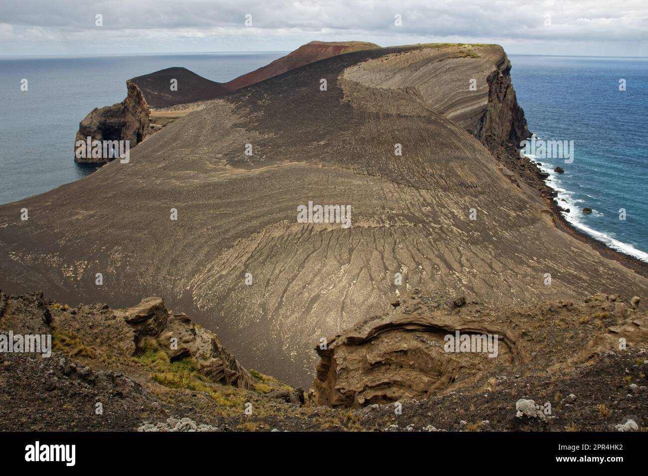 The barren landscape of Capelinhos, the westernmost part of Faial ...