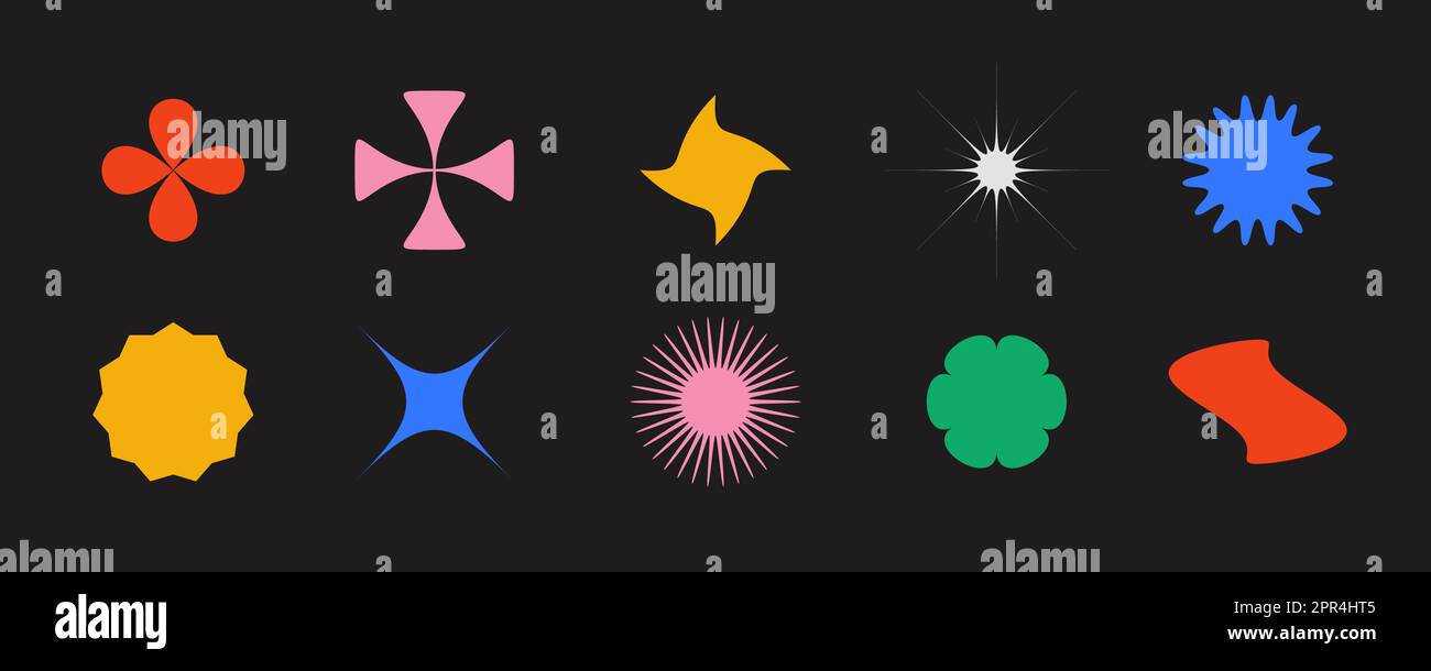 Primitive geometric shapes set. Abstract stars and flowers forms ...