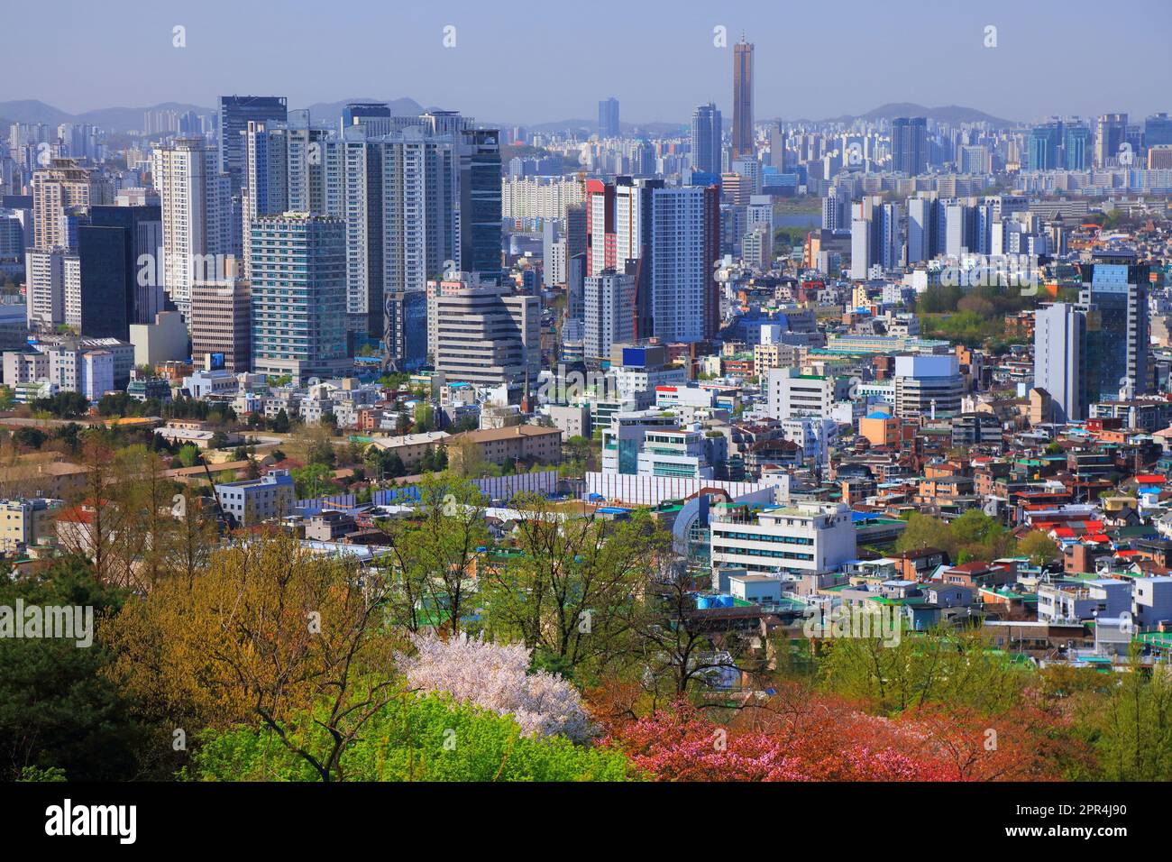 Seoul cityscape in South Korea. City landscape of Yongsan district ...