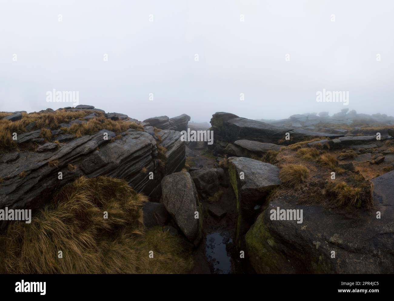 Gritstone rock formations near Sandy Heys, up on the Heyfield edge of ...