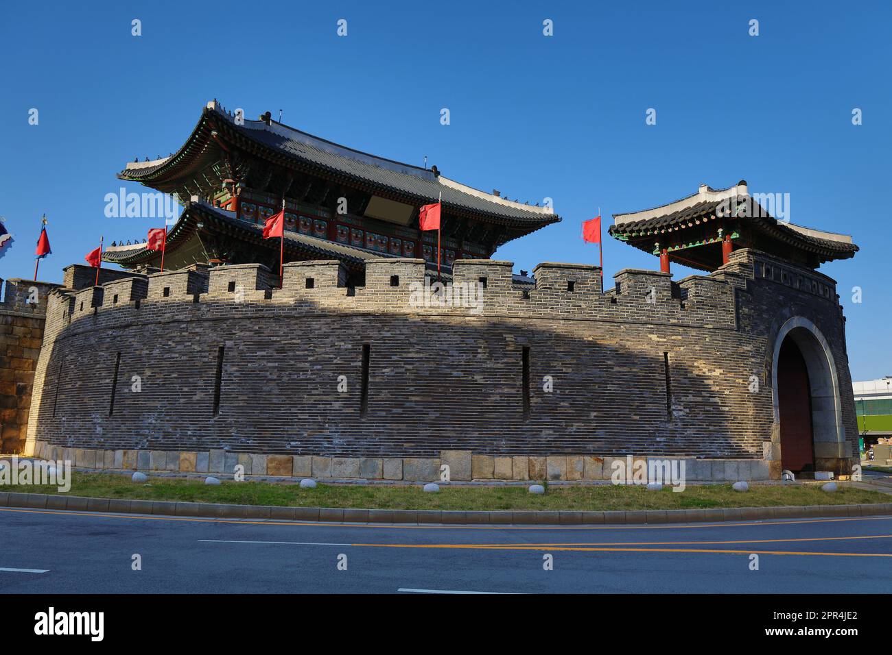 Suwon city, South Korea. Paldalmun gate of Hwaseong Fortress. UNESCO ...