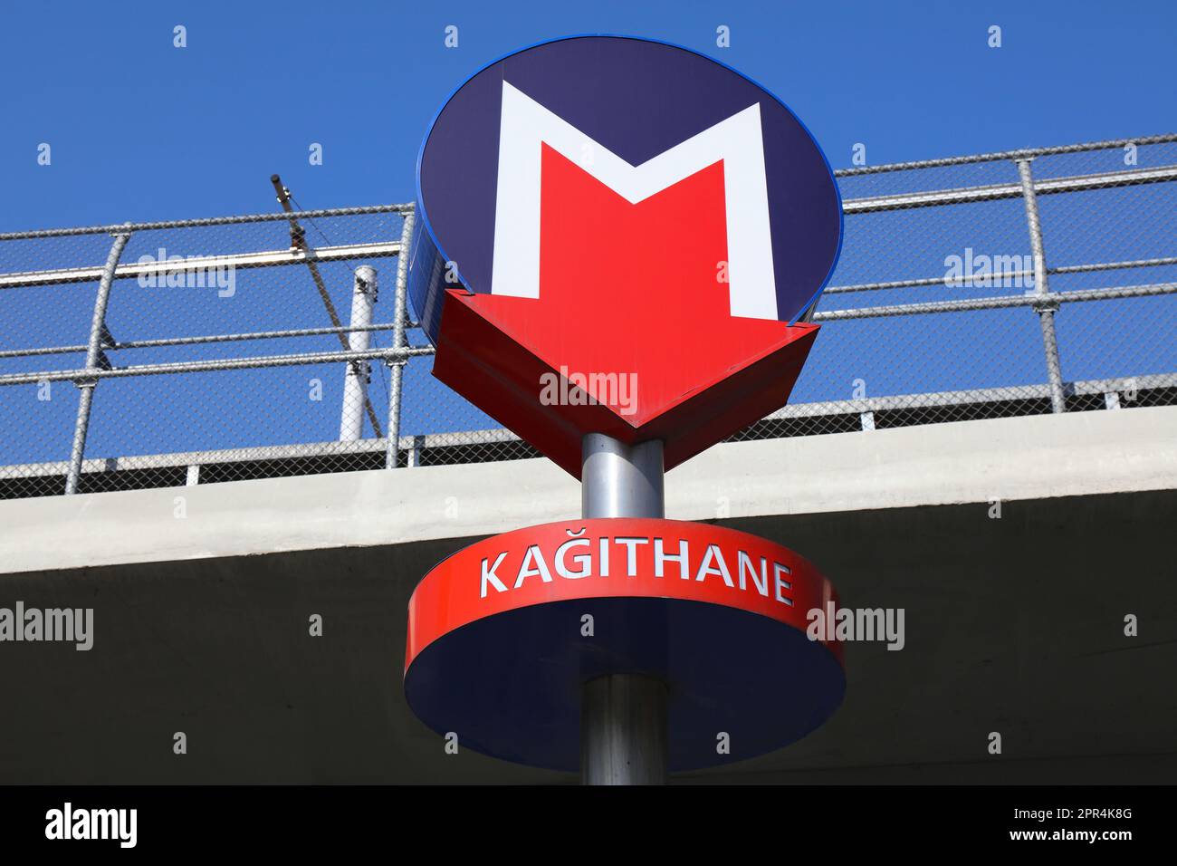 ISTANBUL, TURKEY - MARCH 25, 2023: Istanbul Metro sign at Kagithane ...