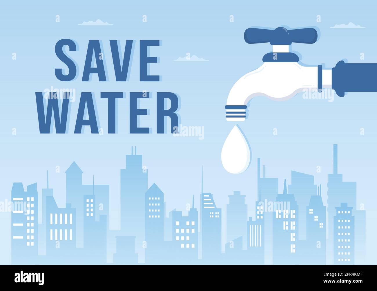 Water Saving Templates Hand Drawn Flat Cartoon Illustration for Mineral ...