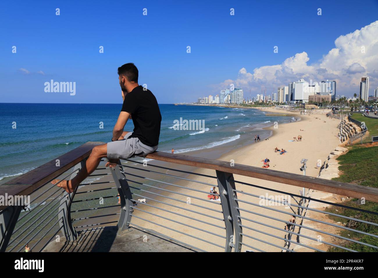 TEL AVIV, ISRAEL - NOVEMBER 2, 2022: People visit Alma Beach in Tel ...