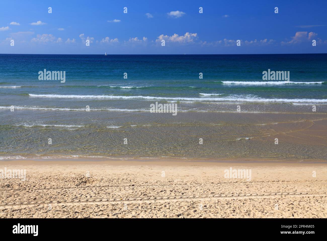 Tel Aviv city beach, Israel. Charles Clore Beach with no people. Nobody ...