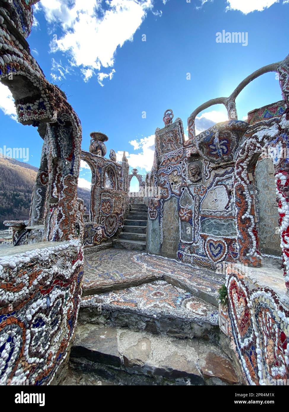 Valtellina, Italy - March 12, 2023: il castello valtellinese del Gaudì ...