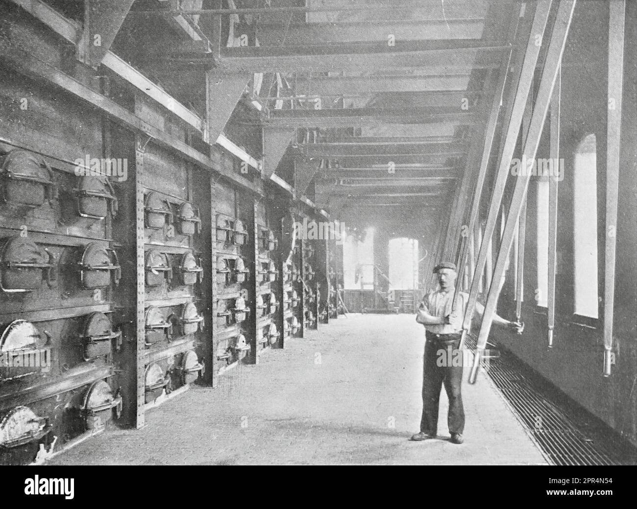 Charging floor of Retort House: Operation of filling a retort. The ...