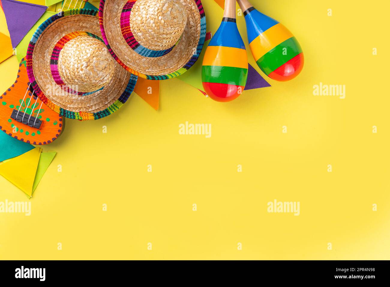 Mexican Cinco de Mayo holiday background with mexican cactus,guitars ...