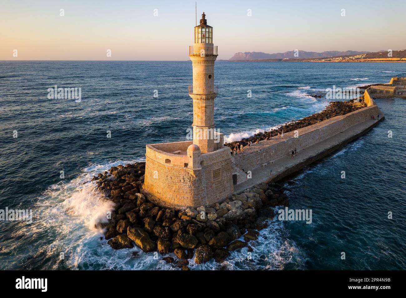 Ancient Venetian lighthouse in the Greek town of Chania (Crete) in ...