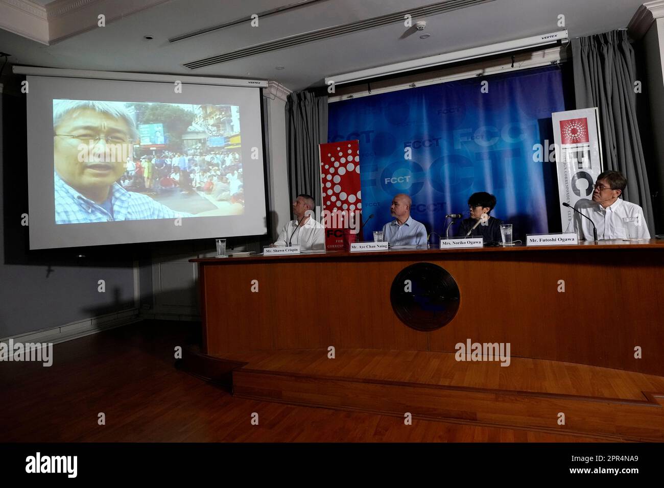 From left to right, Shawn Crispin, Committee to Protect Journalists, Aye Chan Naing of ...