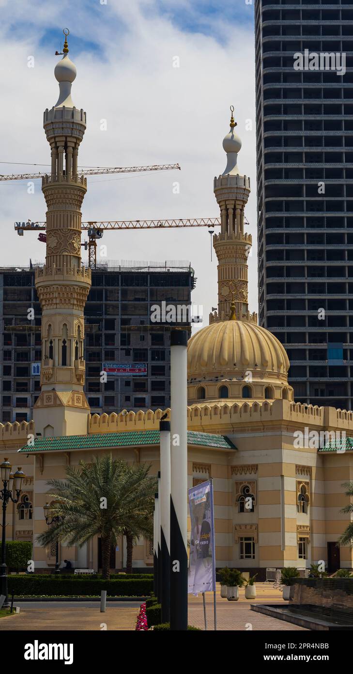 Sharjah city view, high rise buildings with lagoon Stock Photo - Alamy