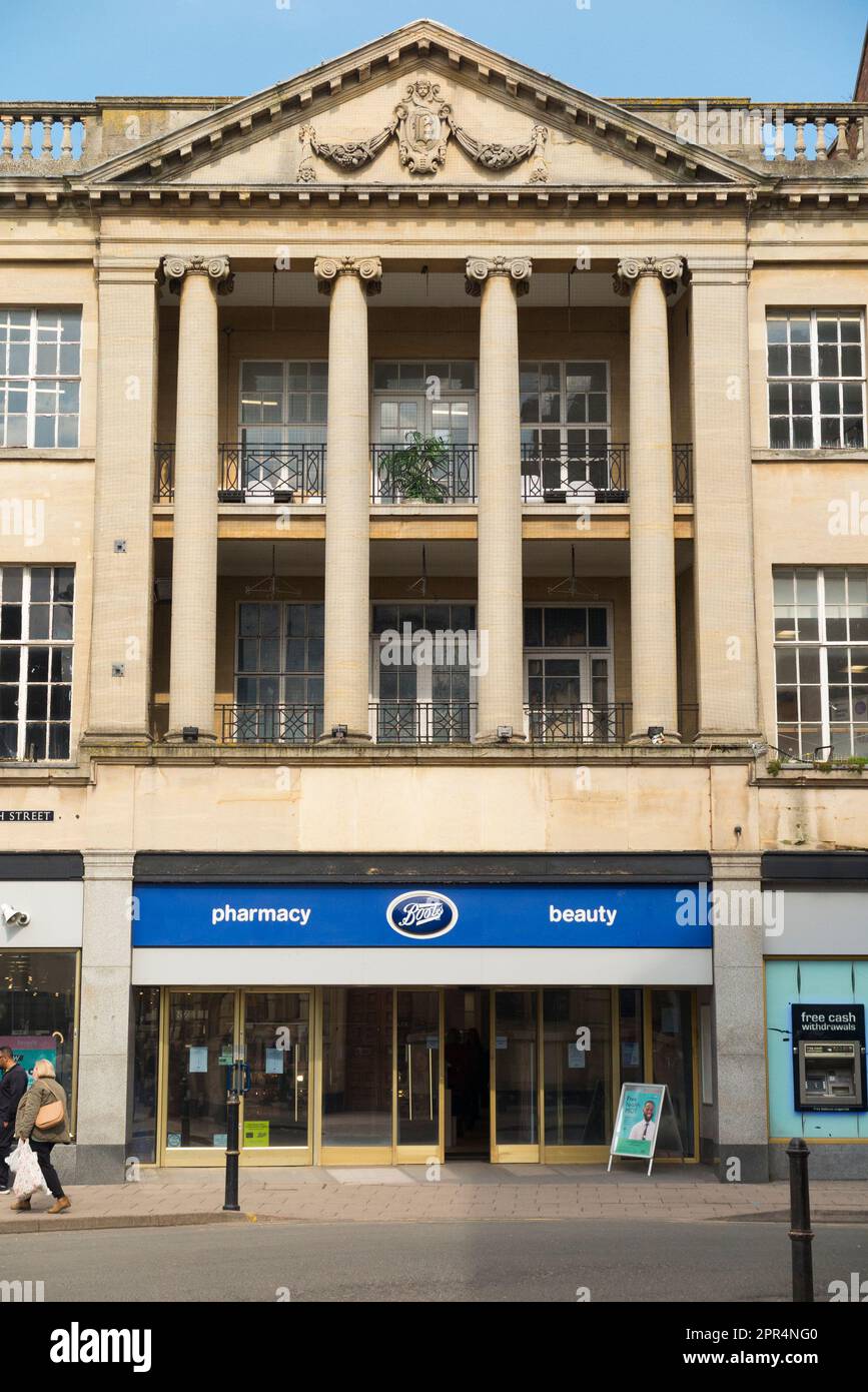 Boots the chemist store sign on a shop front / retail outlet entrance ...