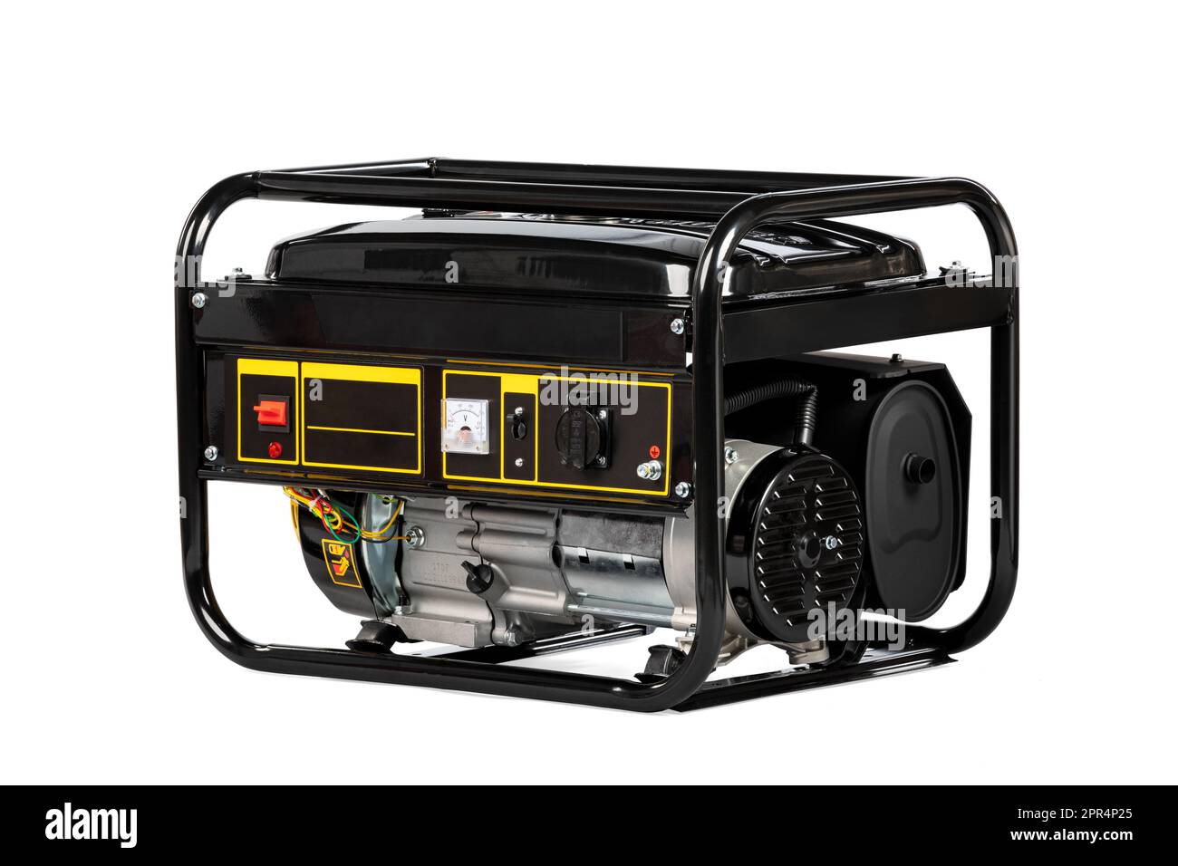Portable black electric generator isolated on white for backup energy ...