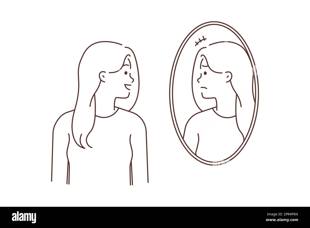 Face mirror drawing Stock Vector Images - Alamy
