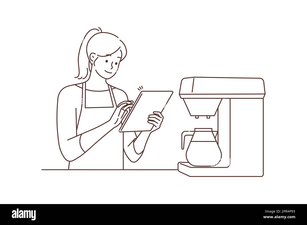 Cartoon happy waitress woman hi-res stock photography and images - Alamy