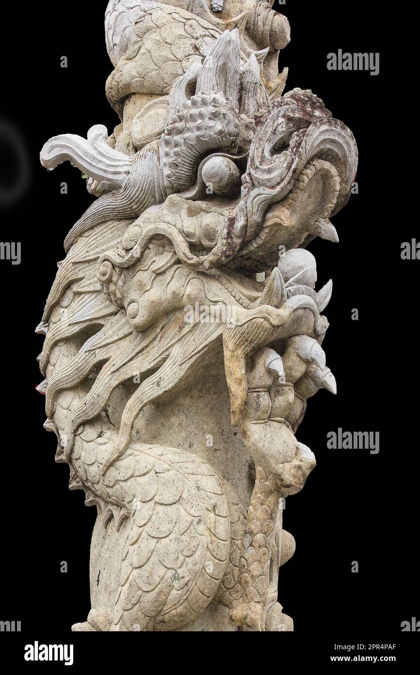 Chinese dragon-shaped carved stone in Thai temples Stock Photo - Alamy