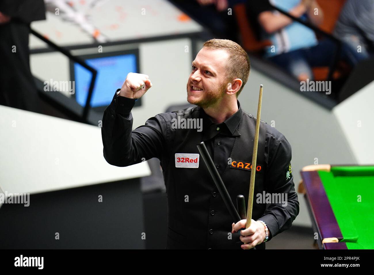 Mark Allen celebrates after beating Jak Jones (not pictured) on day ...