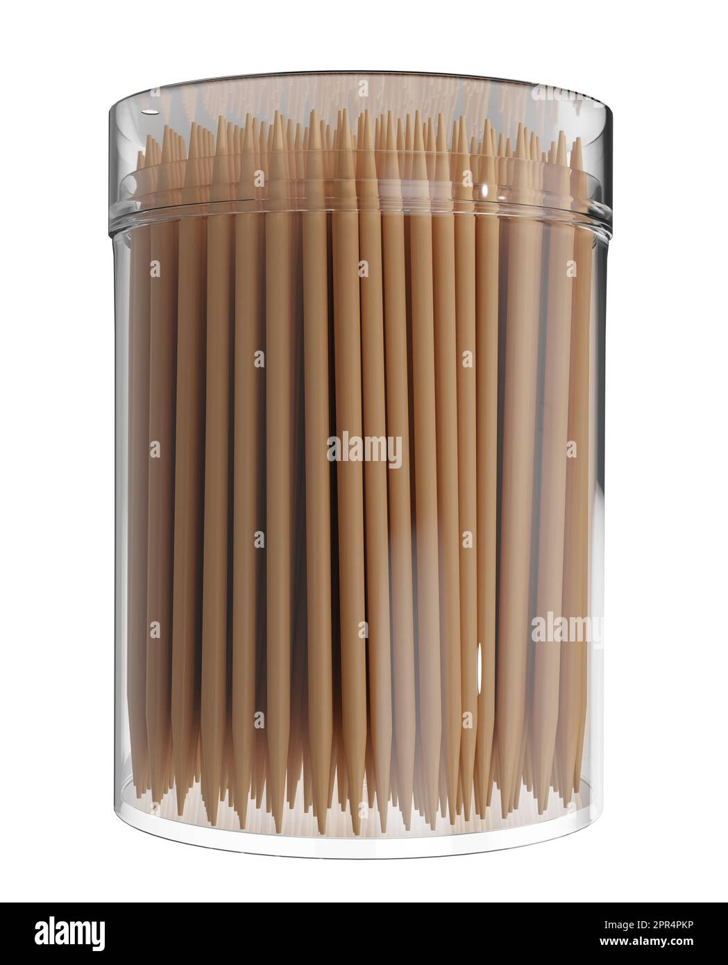 Wood toothpicks in plastic box isolated on white background high ...