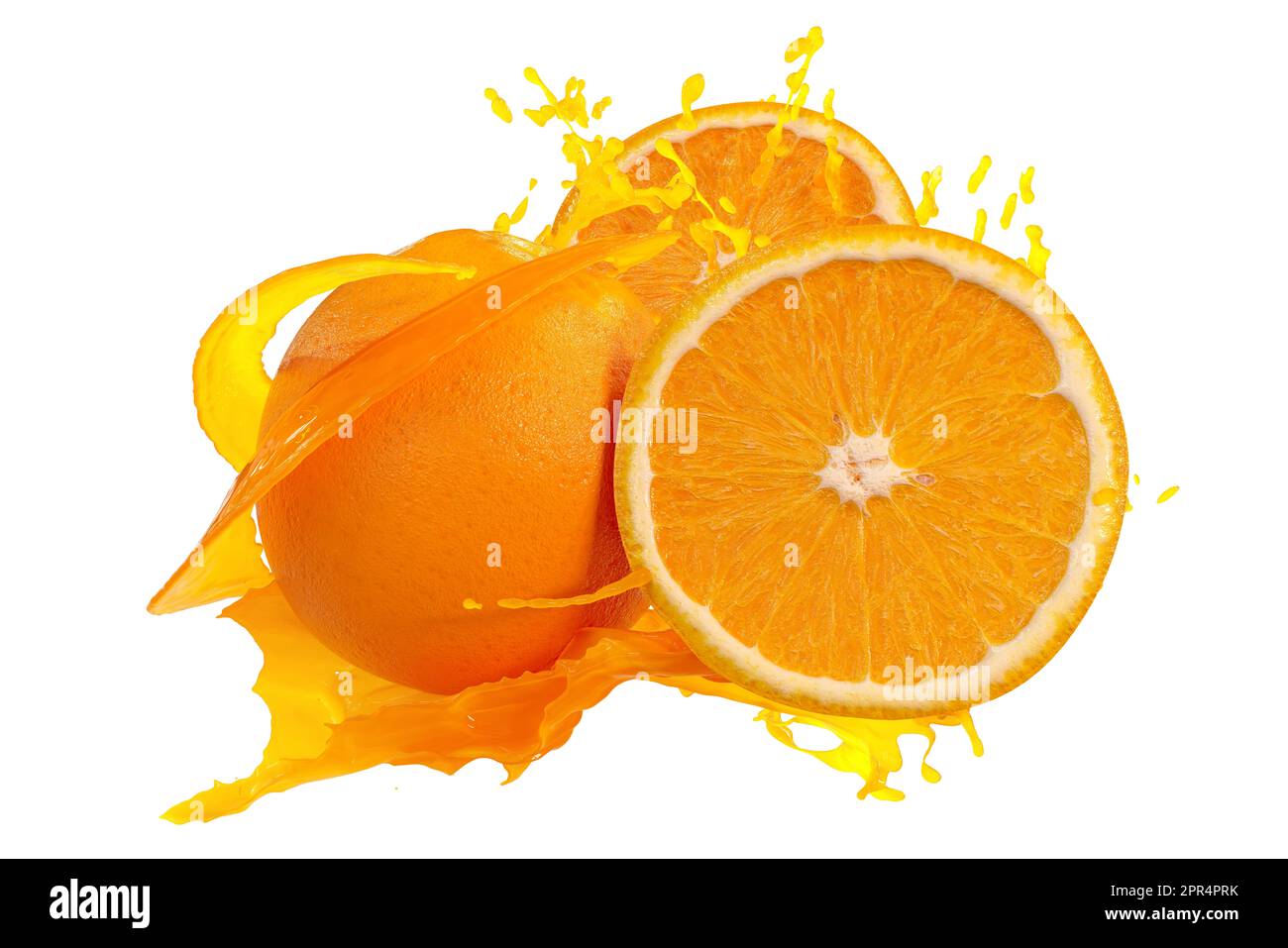 Orange and juice splash isolated on white background high quality ...
