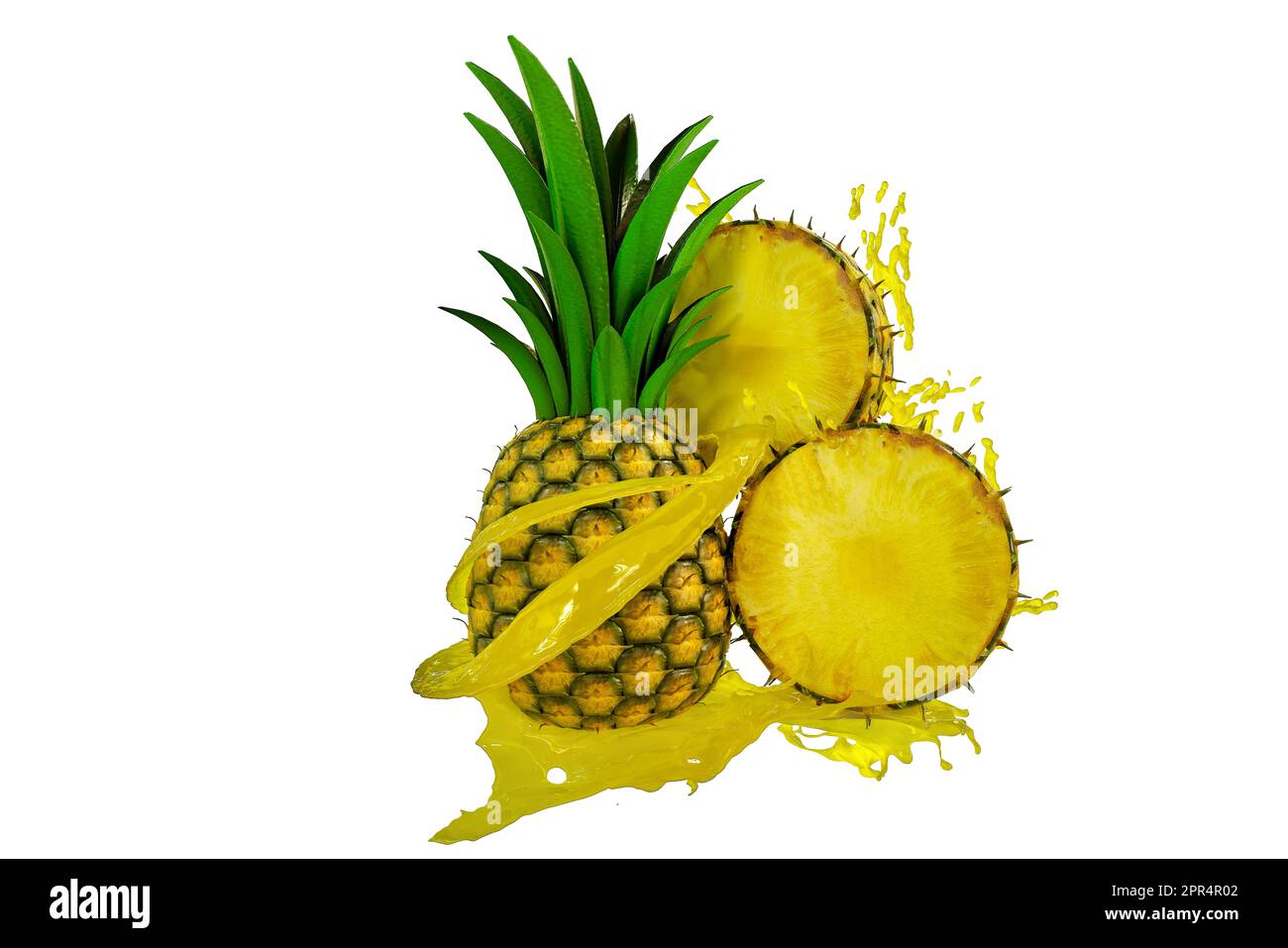 Pineapple and juice splash isolated on white background high quality ...
