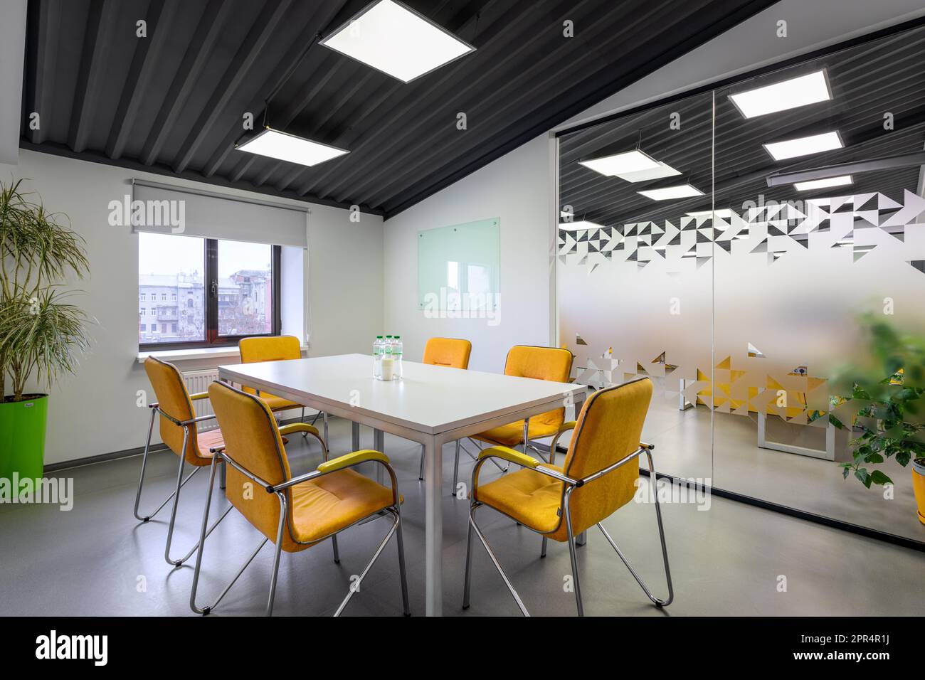 Conference room in it office meeting workspace with yellow chairs Stock ...