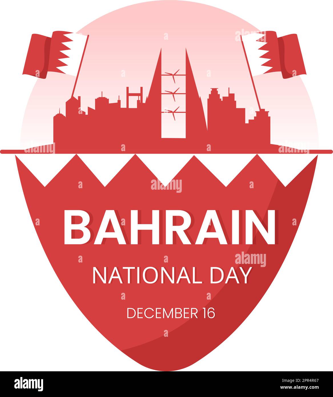 Bahrain National Day or Independence Template Hand Drawn Cartoon Flat ...