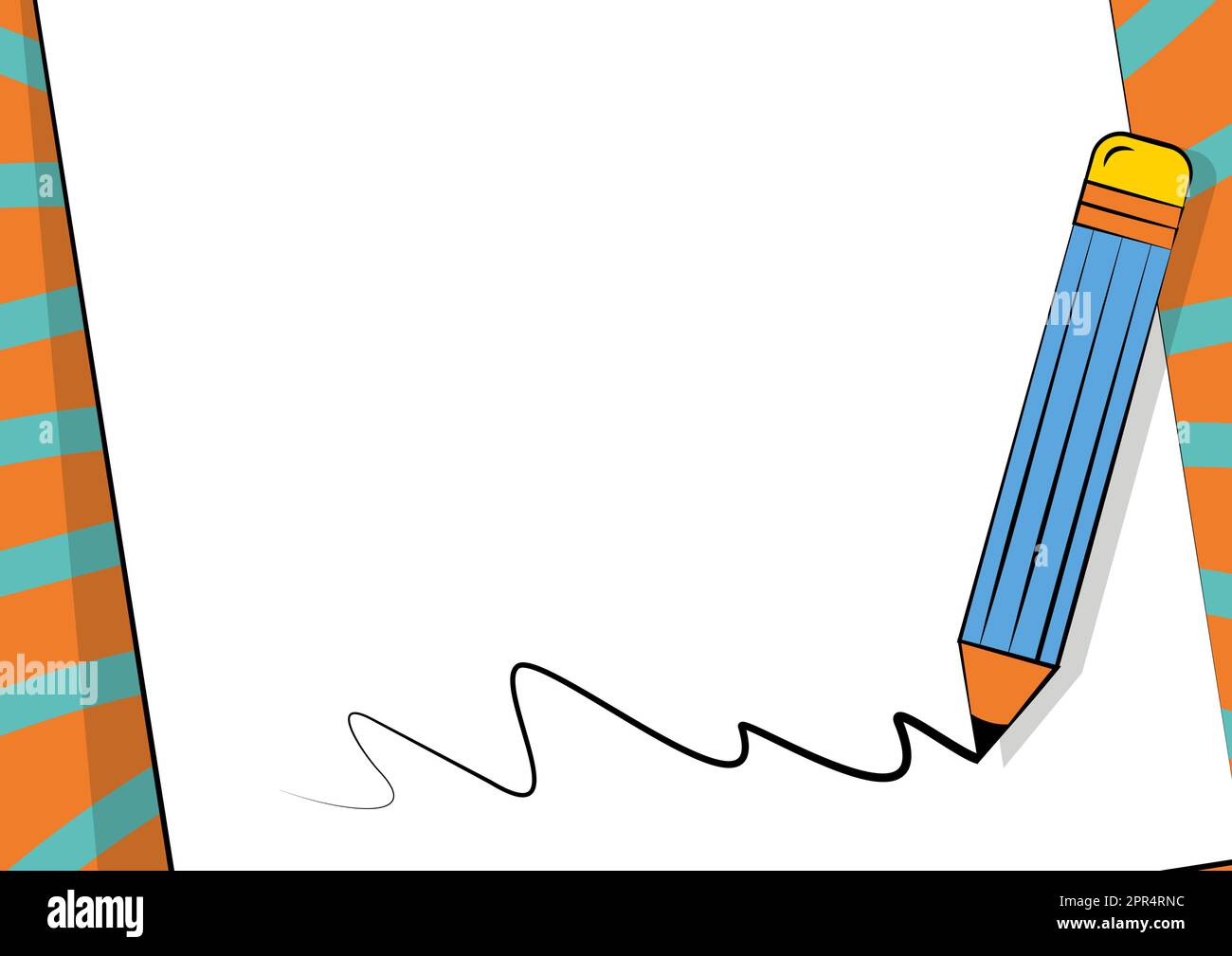 Pencil Drawing On Top Of Sheet Of Paper Scribble Drawing Line. Pen With ...