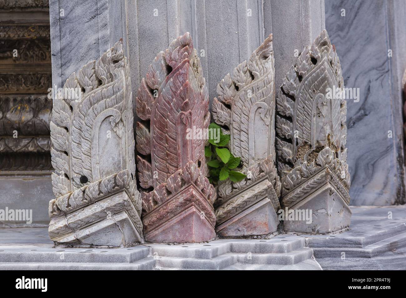 Carved marble pillars Thai shapes in Thai temples Stock Photo - Alamy