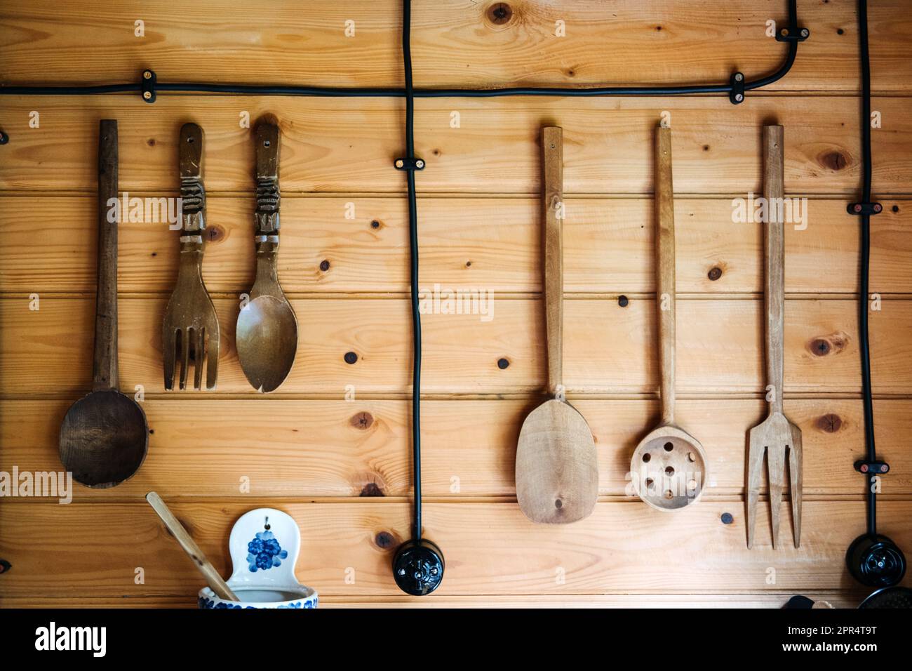 External electrical wiring in a wooden house. Safe Installation of ...