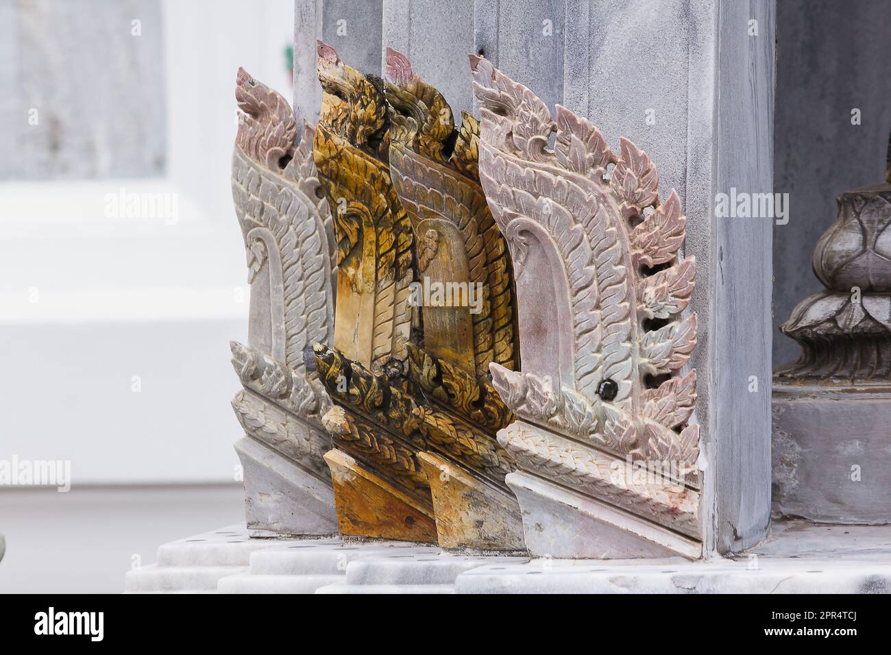 Carved marble pillars Thai shapes in Thai temples Stock Photo - Alamy