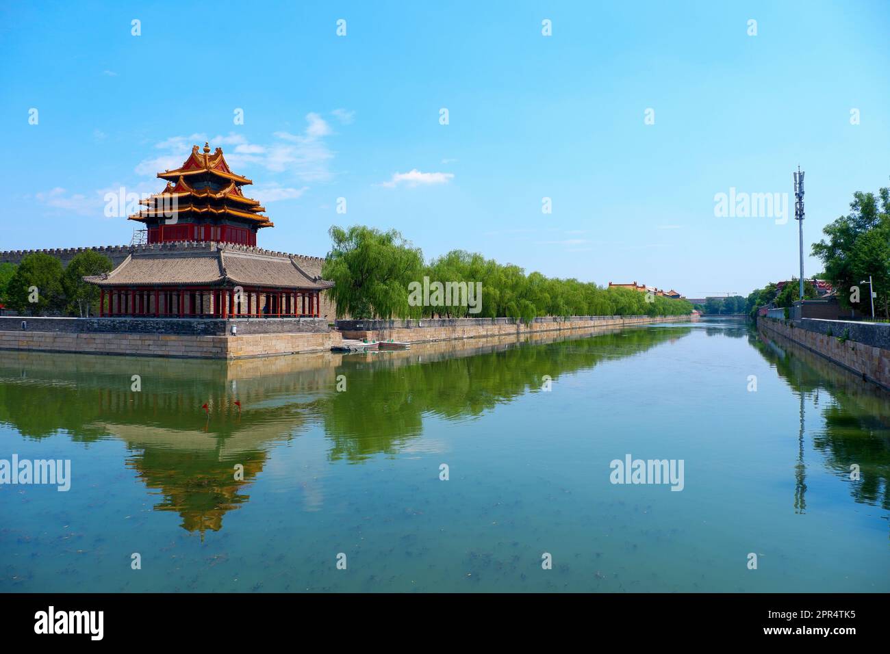 An aerial perspective of the iconic Corner Tower of the Forbidden City ...