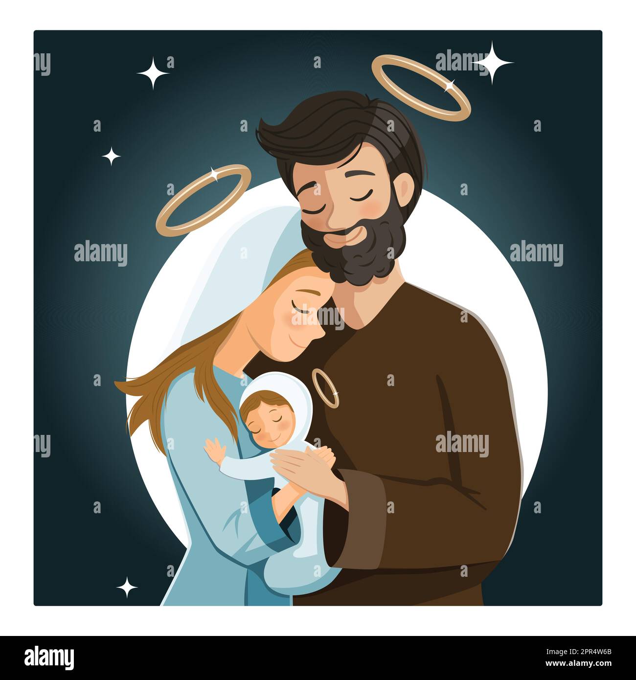 Holy Family. Nativity night scene. Birth of Christ. Christmas season ...