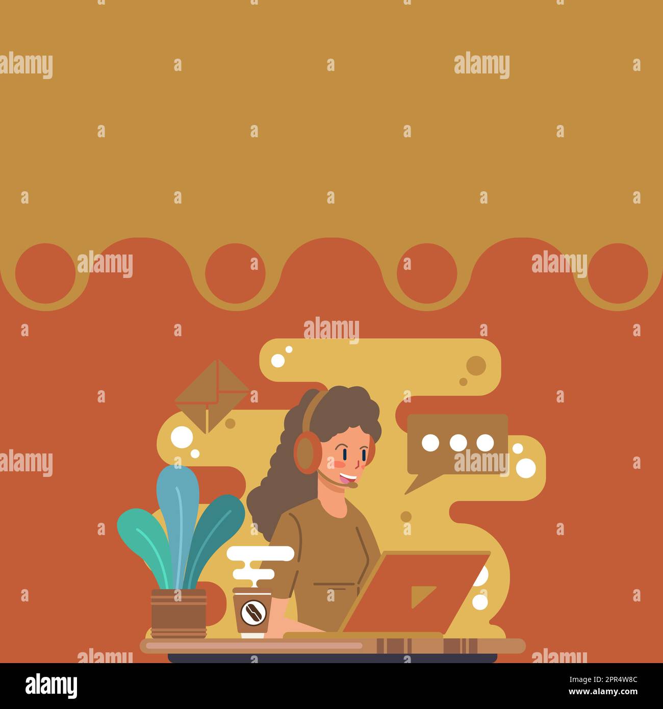 Businesswoman with headphones Stock Vector Images - Alamy