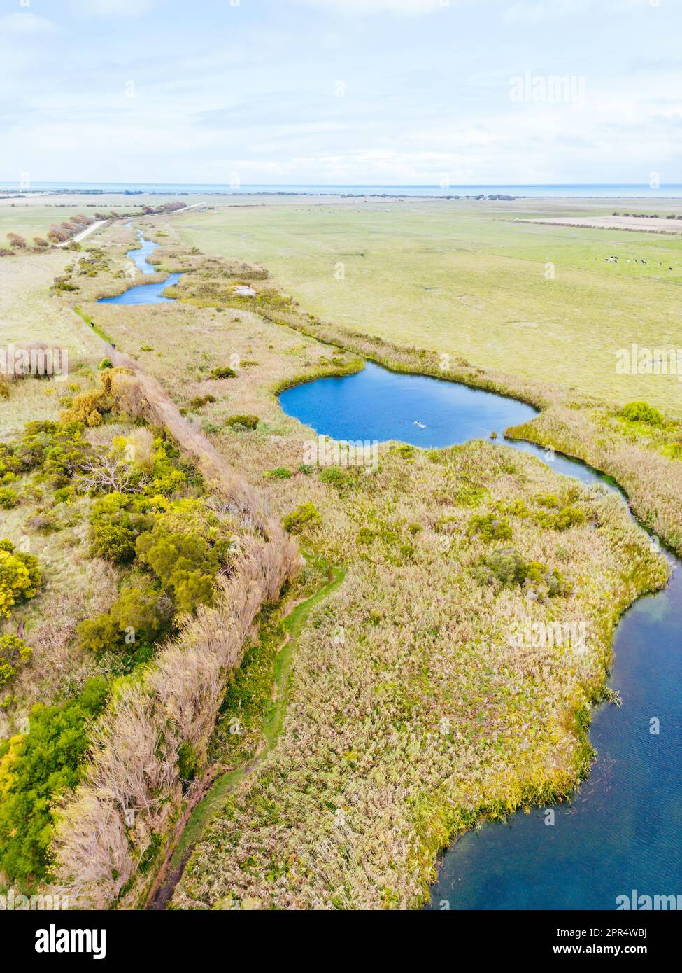 Aerial view serene ponds hi-res stock photography and images - Alamy