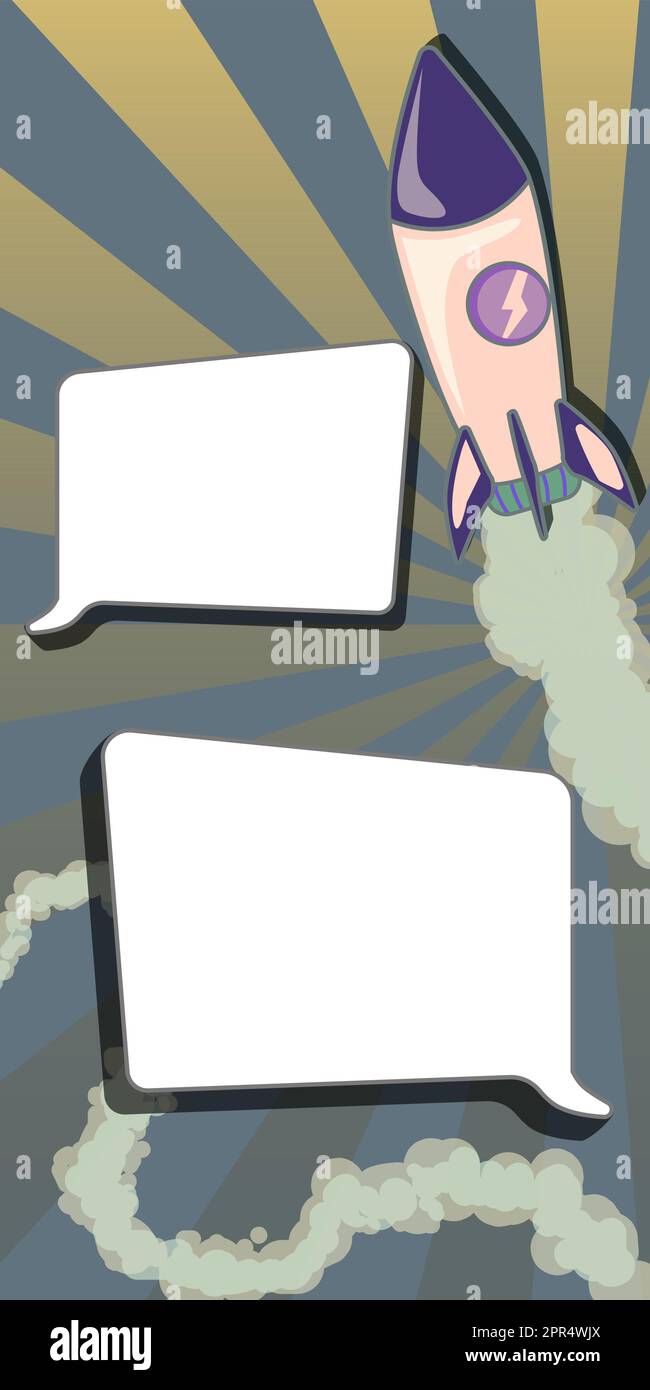 Rocket Ship Launching Fast Straight Up To The Outer Space. Spaceship ...