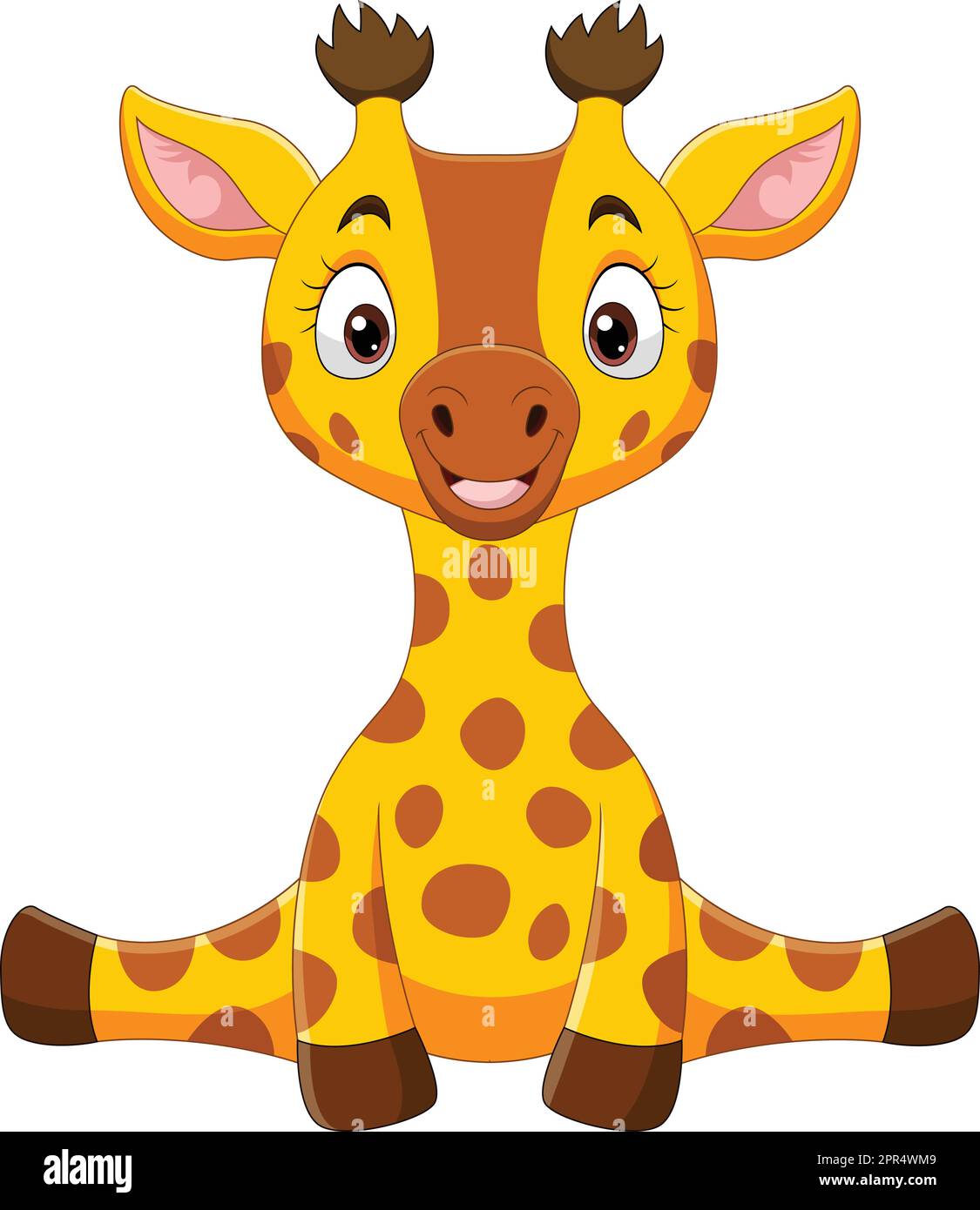Cute baby giraffe cartoon sitting Stock Vector Image & Art - Alamy