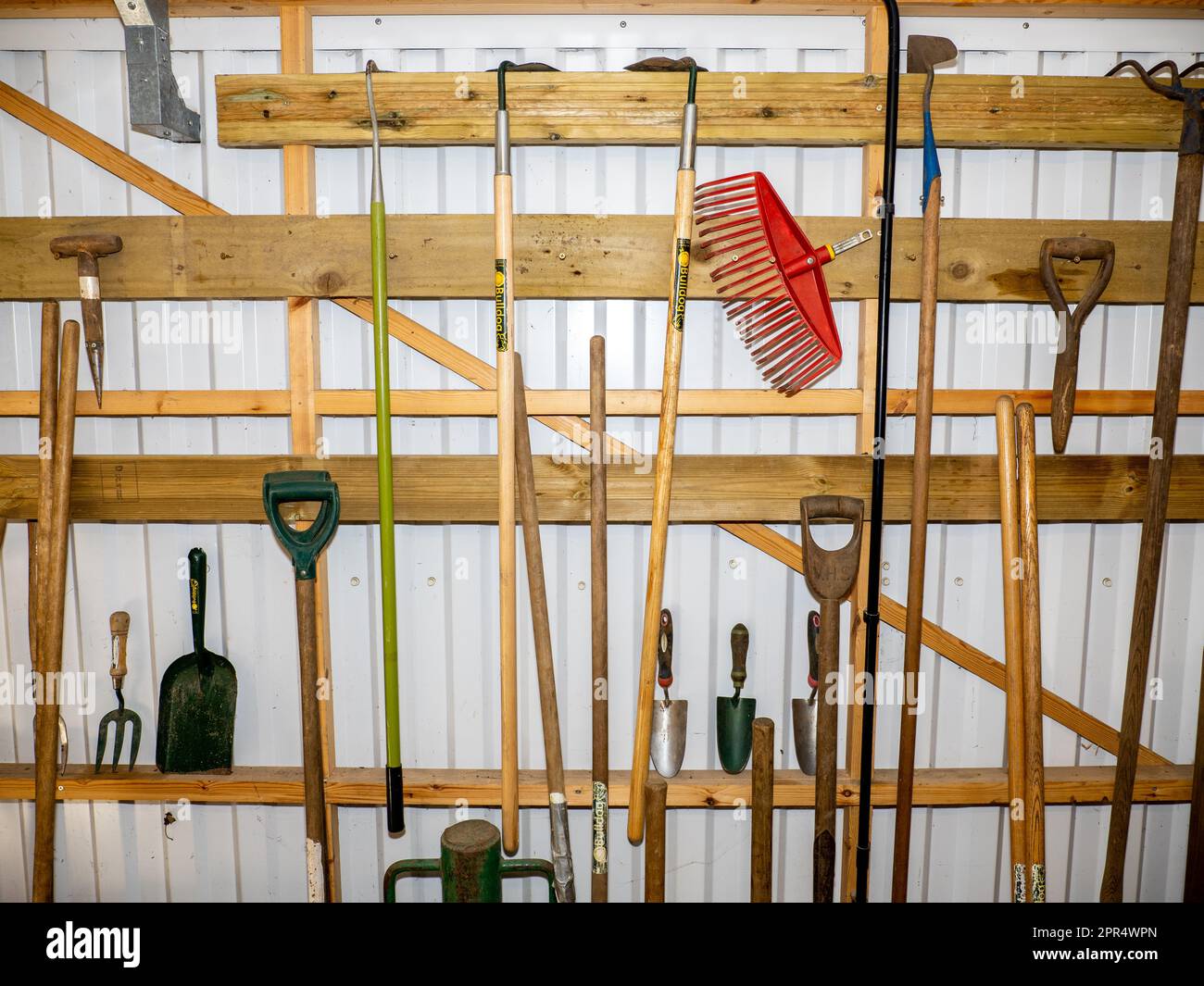 BICESTER, ENGLAND - AUGUST 11, 2021: The gardening tool shed at a ...