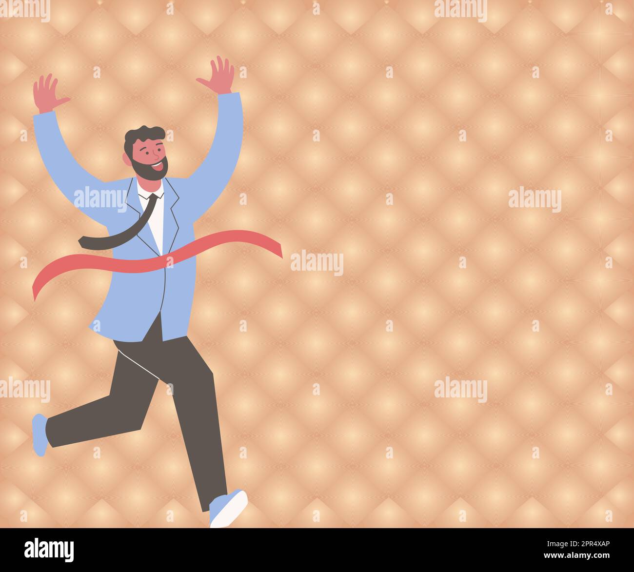 Gentleman In Suit Running Towards Finish Line Celebrating Success. Man ...