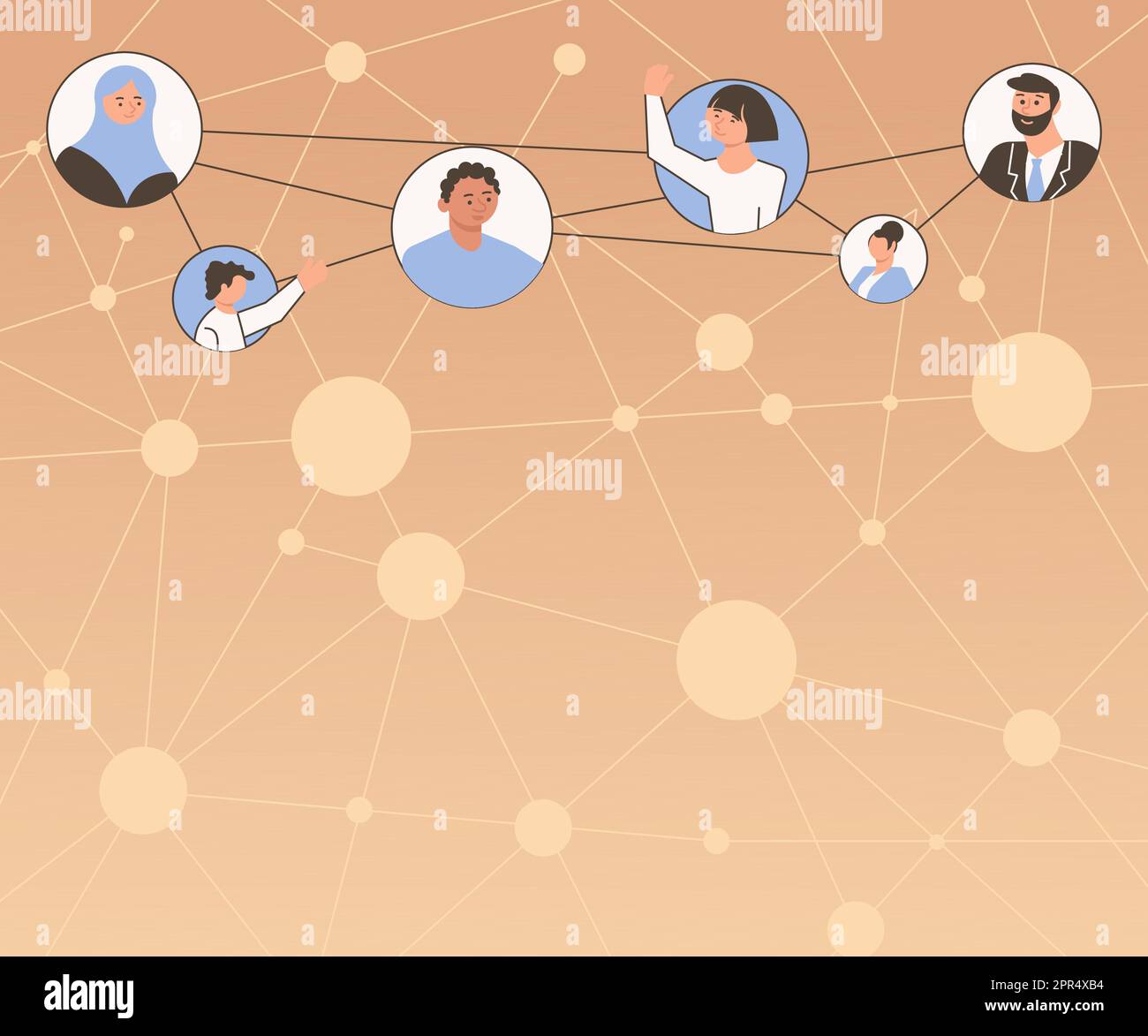 Different People In Circles Chatting Together And Connected Through ...