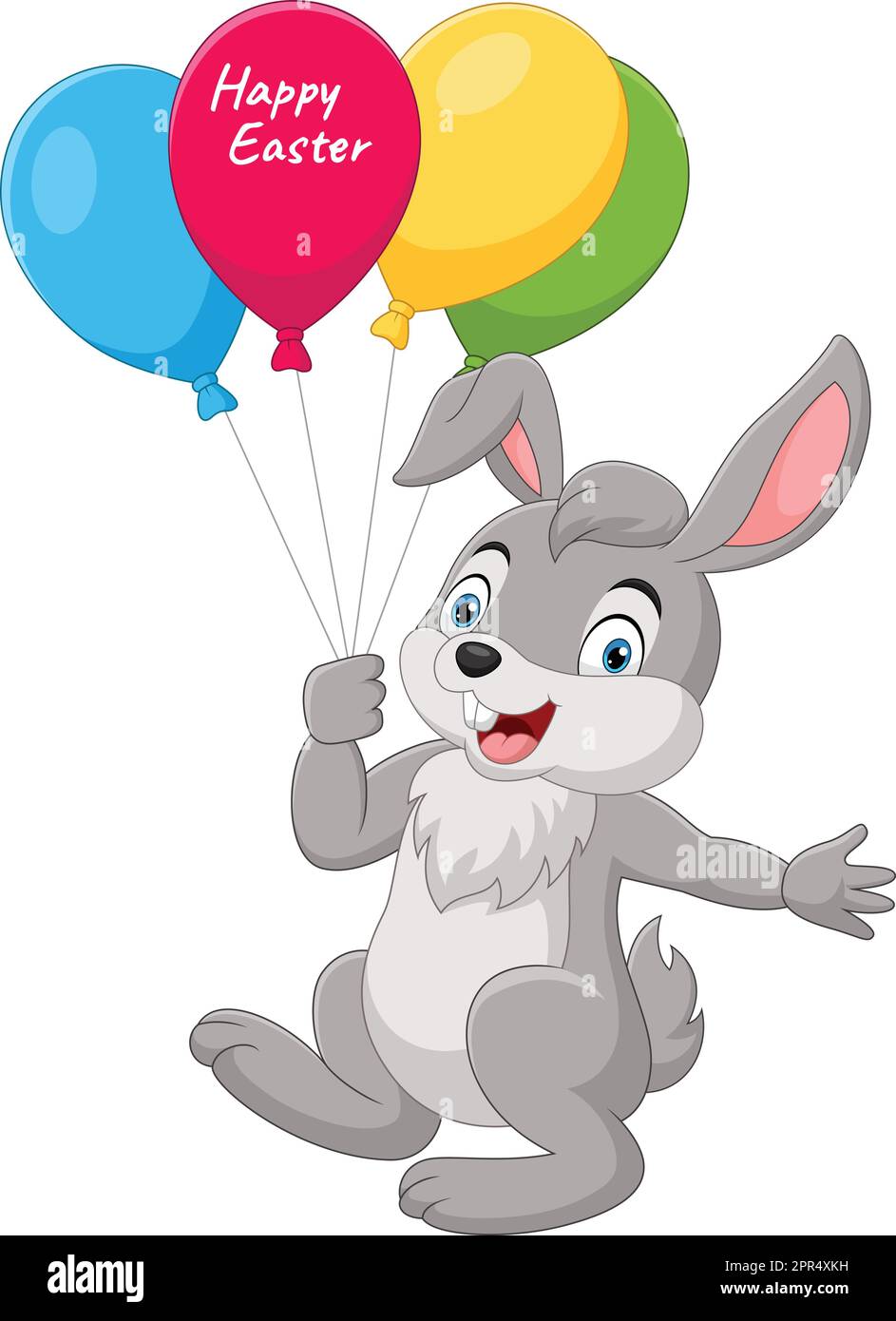 Cartoon little bunny holding colorful balloons Stock Vector Image & Art ...