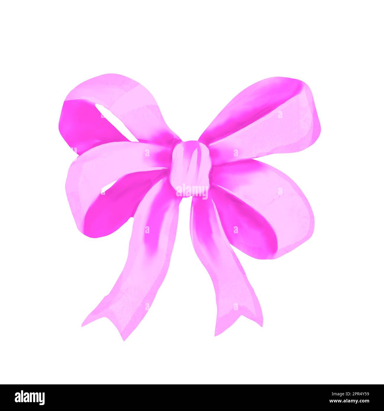 Watercolor pink ribbon bow. Festive pink bow Stock Photo - Alamy