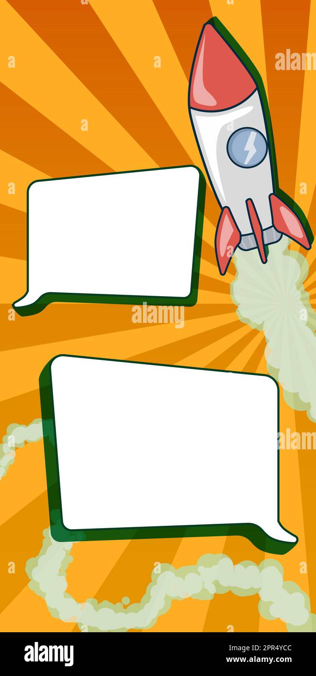 Rocket Ship Launching Fast Straight Up To The Outer Space. Spaceship ...