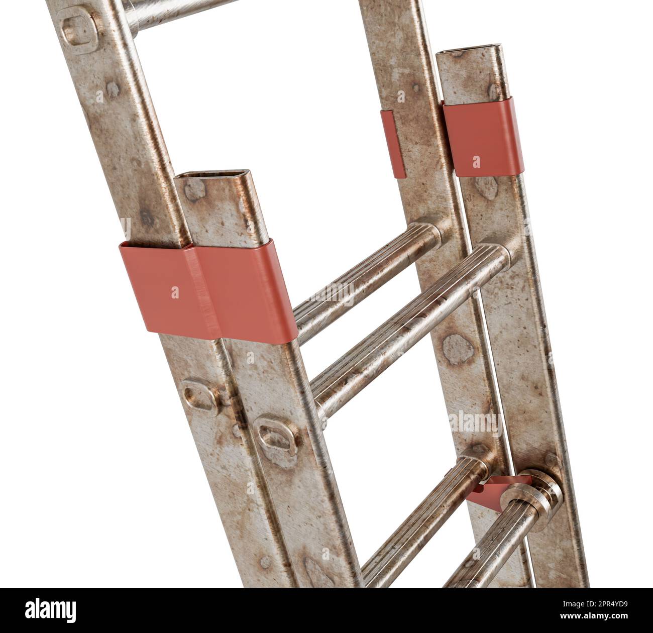 A regular metal aluminium extendable step ladder leaning against a ...
