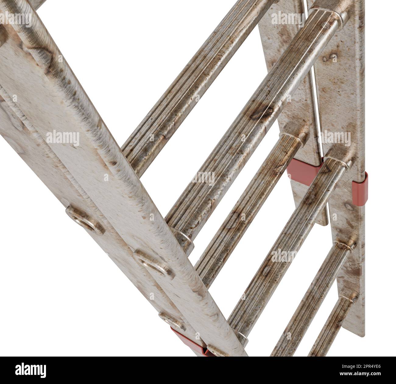 A regular metal aluminium extendable step ladder leaning against a ...