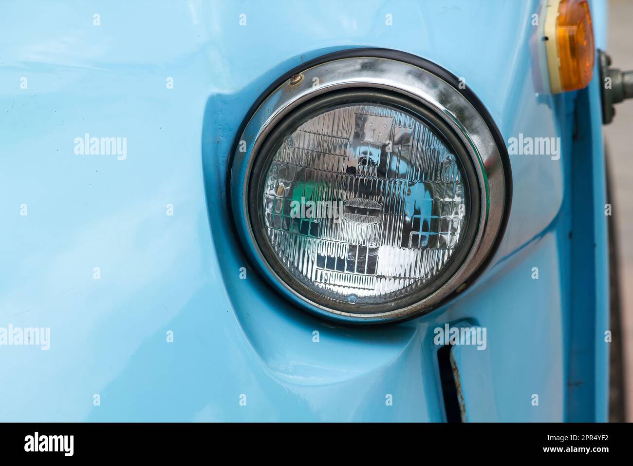 Lights in front of a vintage car with a unique sphere Stock Photo - Alamy