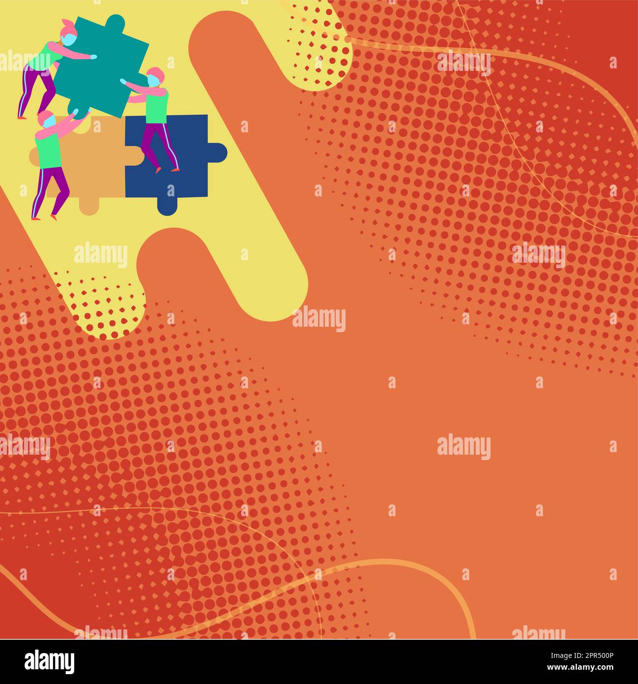 Illustration Of Team Holding Jigsaw Puzzle Pieces Helping Each Others ...