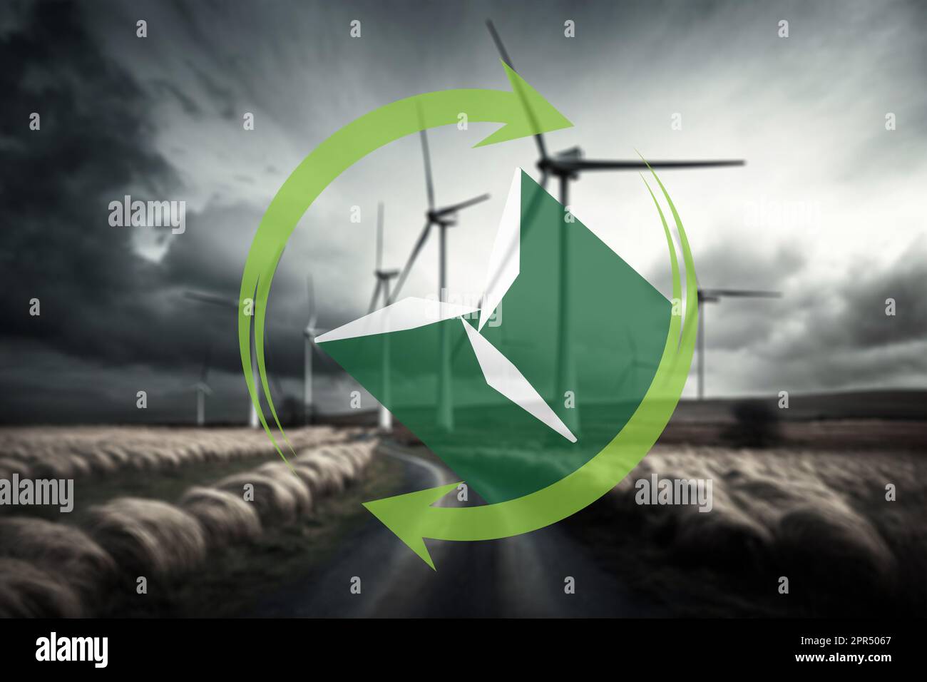 Clean energy concept backgrounds. Wind turbines with illustration of ...