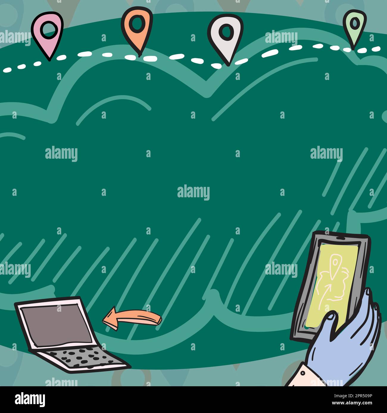 Hand Of Businesswoman Holding Smartphone Displaying Graphical Location ...